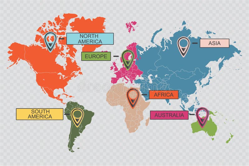 International World Map with Abstract Colorful Pointers on Checkered ...