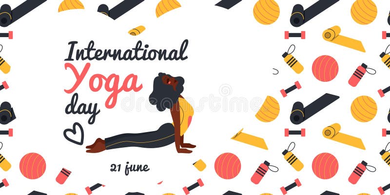 International Yoga Day African American Woman Doing Yoga Exercises