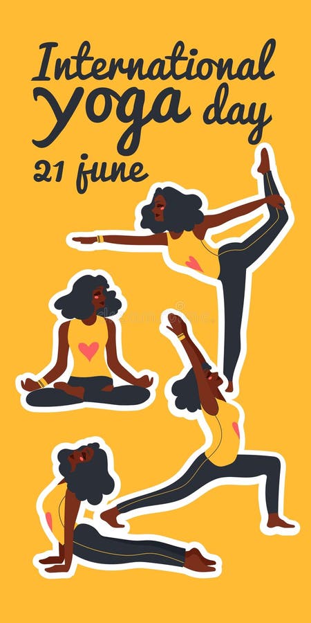 International Yoga Day African American Woman Doing Yoga Exercises