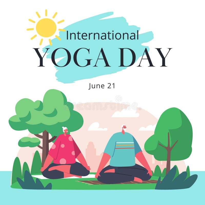 International Yoga Day Card Stock Illustration - Illustration of yoga ...