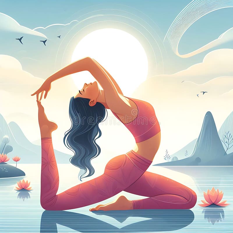 International Yoga Day with Woman Doing Yoga, Image is Generated with ...