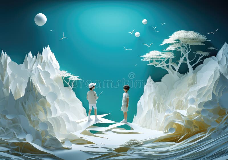 International Youth Day with Paper Layer Cut Style Background. AI ...