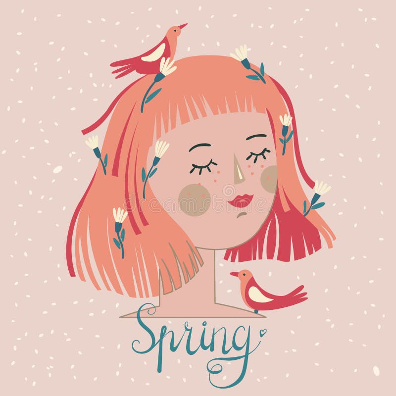 Modern Vector Illustration with the Spring Theme. Spring Character ...