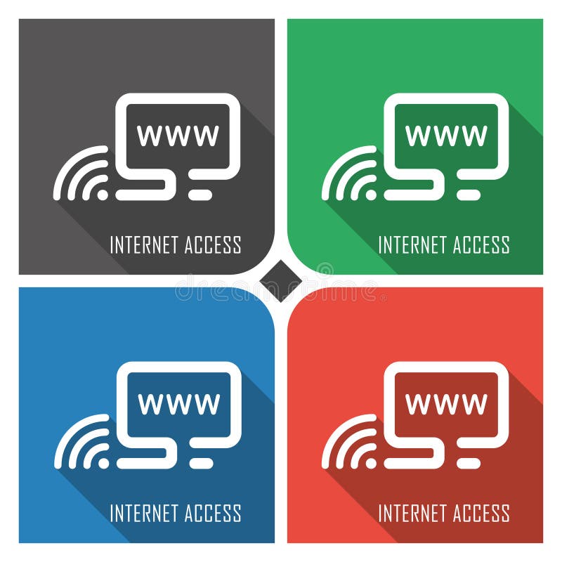 Internet Access Flat Vector Icon on Colorful Background. Simple PC Web ...