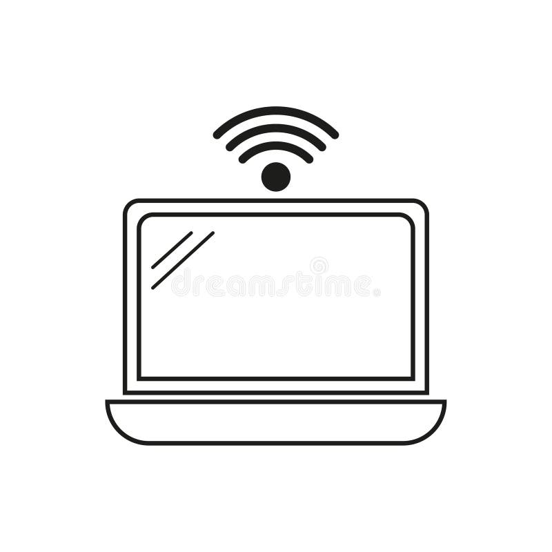 Internet Access. Laptop Icon with Wifi Signal. Vector Illustration. EPS ...