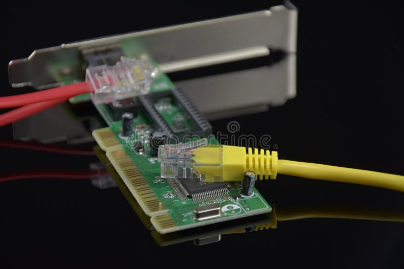 Internet Access. Wires for Internet Connection on a Black Background ...