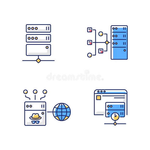 Internet Accessibility RGB Color Icons Set Stock Vector - Illustration ...