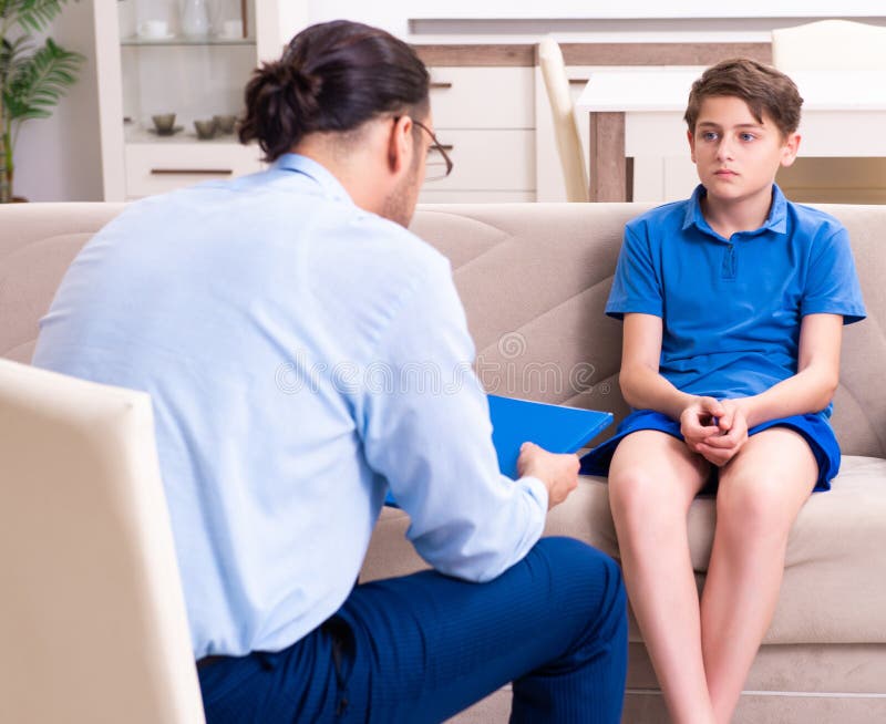 Internet Addicted Boy Visiting Male Doctor Stock Image - Image of ...