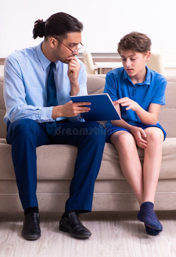 Internet Addicted Boy Visiting Male Doctor Stock Image - Image of help ...