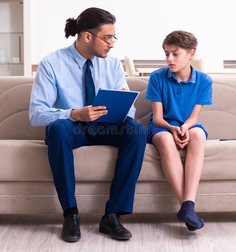 Internet Addicted Boy Visiting Male Doctor Stock Image - Image of ...
