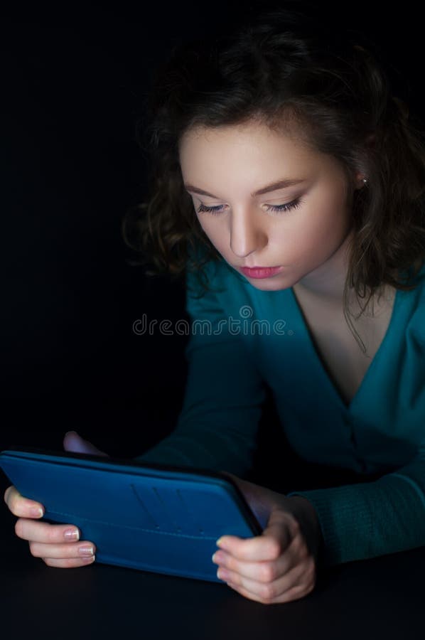 Internet Addiction, a Girl Sits in a Plate Stock Image - Image of ...