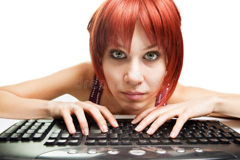 Angry Woman on Computer Surfing the Internet Stock Photo - Image of ...