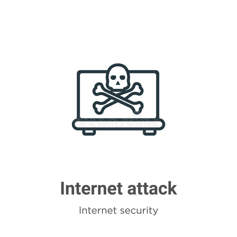 Internet Attack Outline Vector Icon. Thin Line Black Internet Attack ...