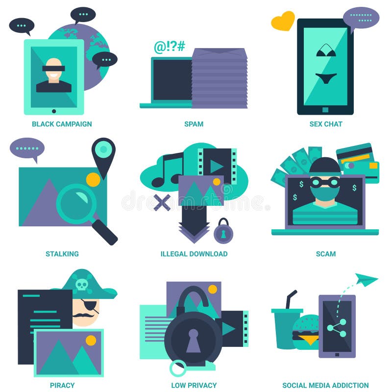 Internet Bad Effect Flat Design Icon Stock Vector - Illustration of ...