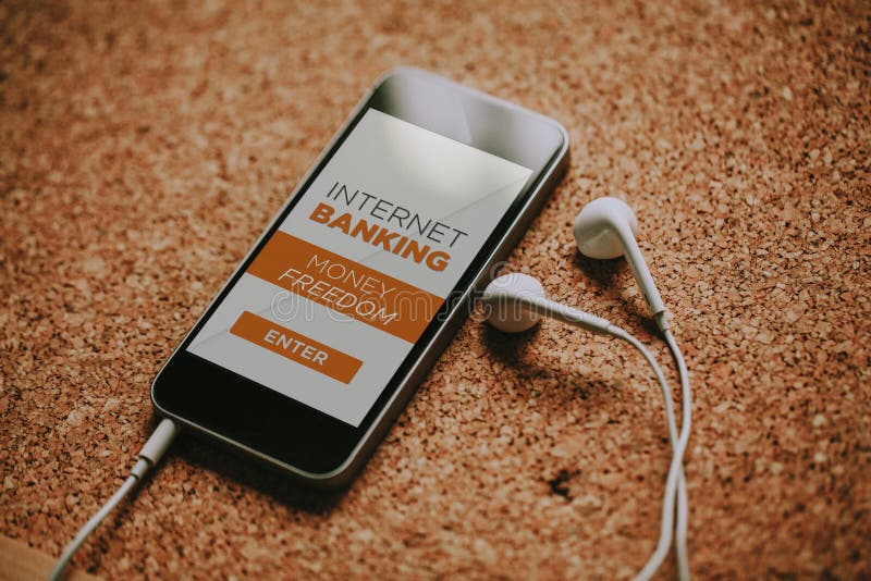 Internet Banking App in a Mobile Phone Screen Stock Photo - Image of ...