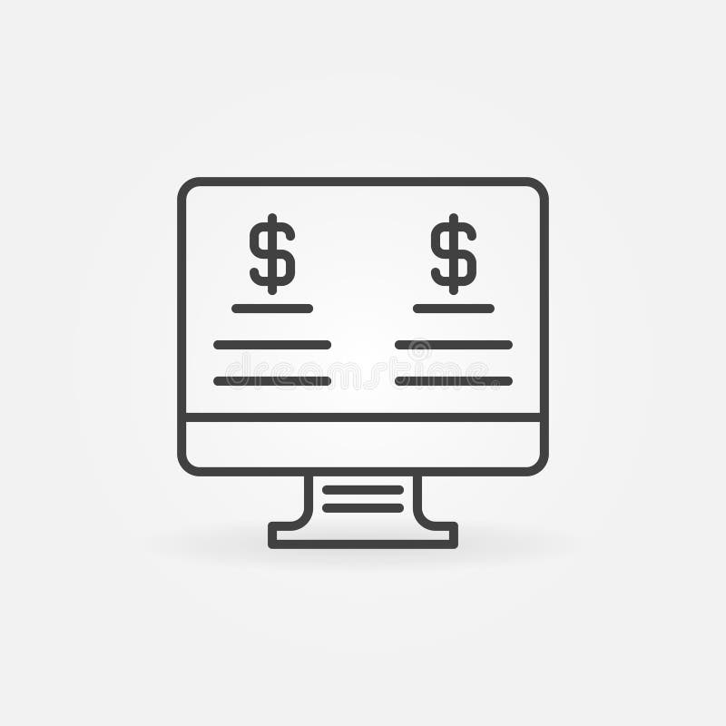 Internet Banking on Computer Display Linear Vector Icon Stock Vector ...