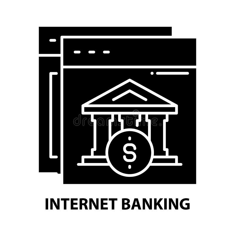 Internet Banking Icon, Black Vector Sign with Editable Strokes, Concept ...