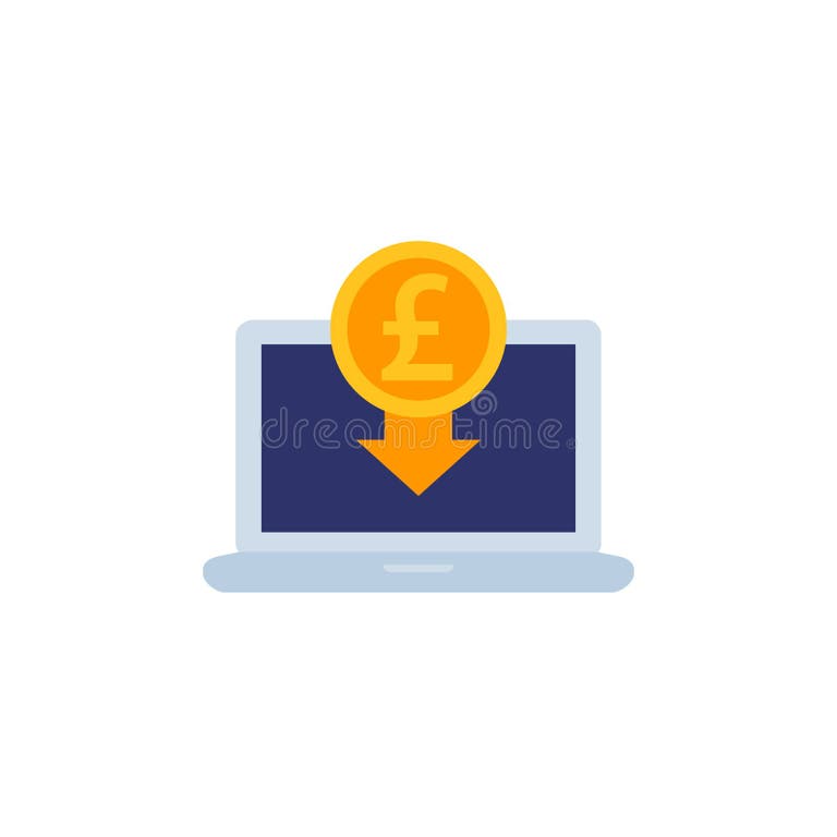Internet Banking Icon with Pound, Vector Art Stock Illustration ...
