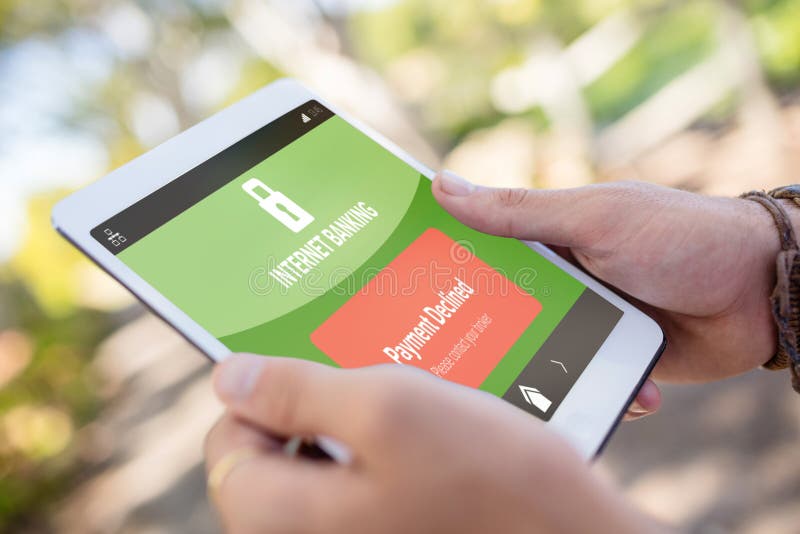 Composite Image of Internet Banking Text on Mobile Screen Stock Photo ...