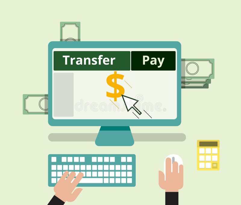 Internet Banking Transfer and Pay Billing Concept. Flat Design Stock ...