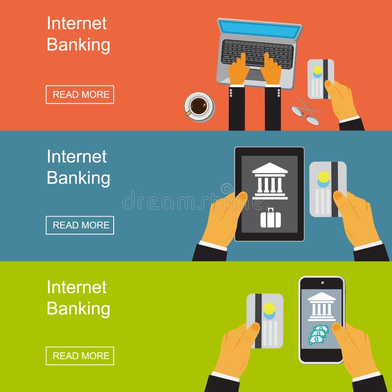 Internet Banking. Vector Illustration in Flat Design for Web Sites ...
