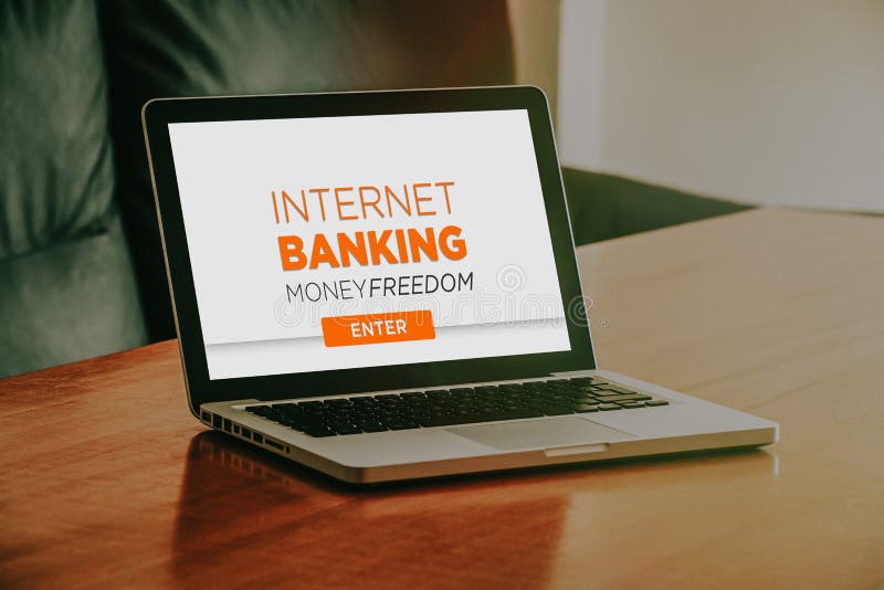 Internet Banking Website in a Laptop Screen. Stock Photo - Image of ...