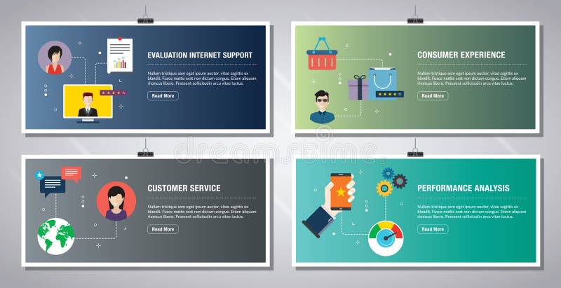Internet Banner Set of Evaluation, Customer Service and Performance ...
