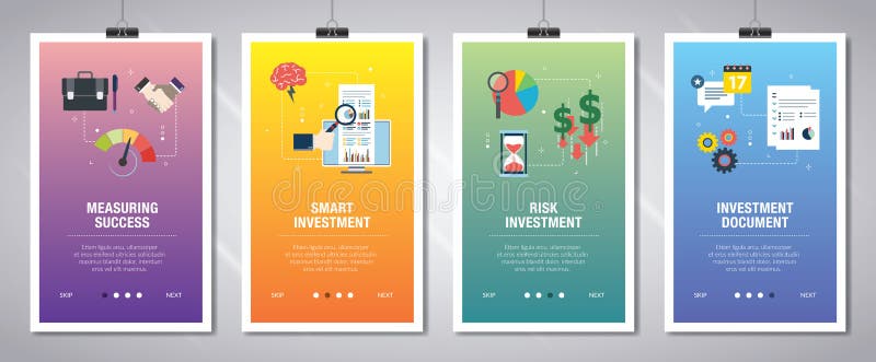 Internet Banner Set with Investment, Success and Risk Stock Vector ...