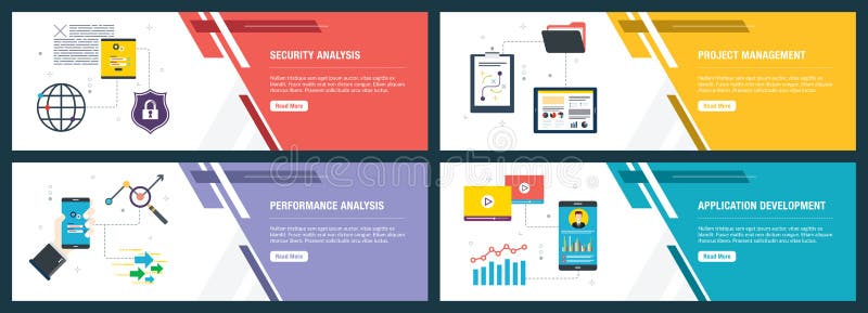 Internet Banner Set of Security, Project Management, Performance and ...