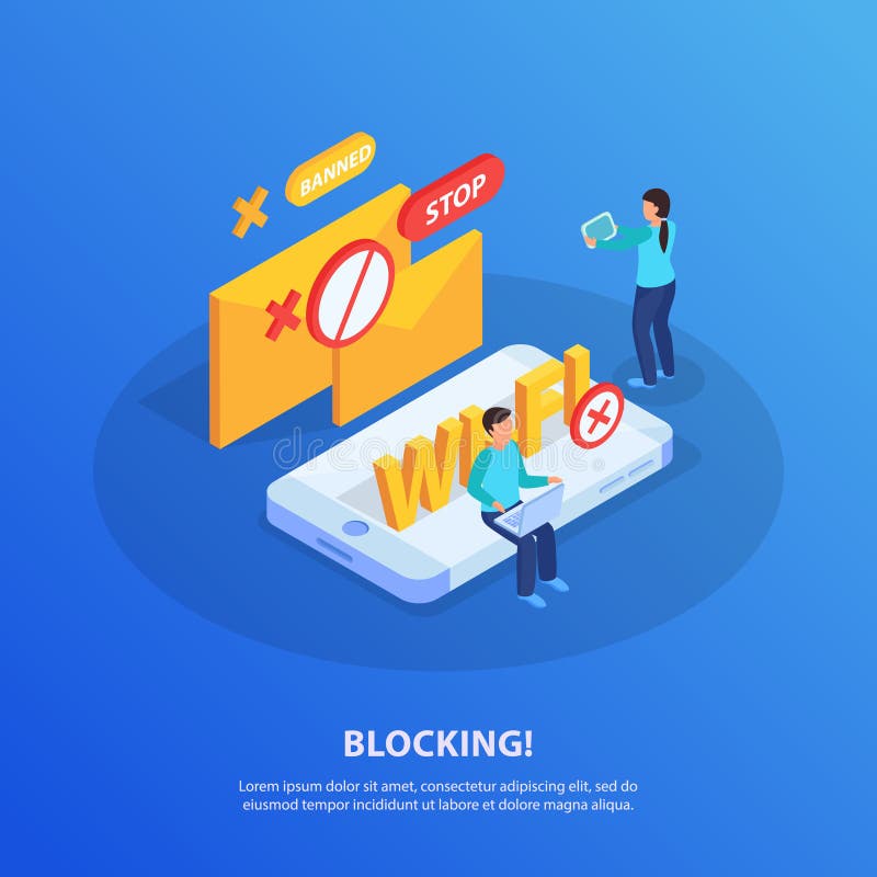 Internet Blocking Isometric Background Stock Vector - Illustration of ...