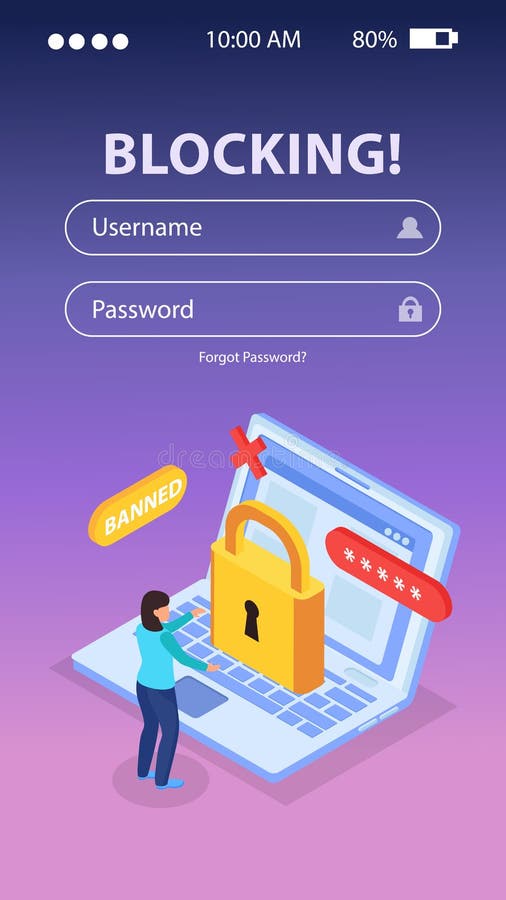 Internet Blocking Isometric Background Stock Vector - Illustration of ...