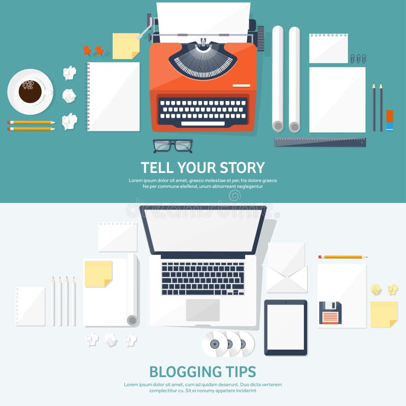 Internet Blogging Vector Illustration. Web Blog. Story with Author ...