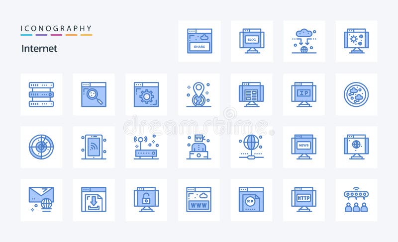25 Internet Blue icon pack stock vector. Illustration of network ...