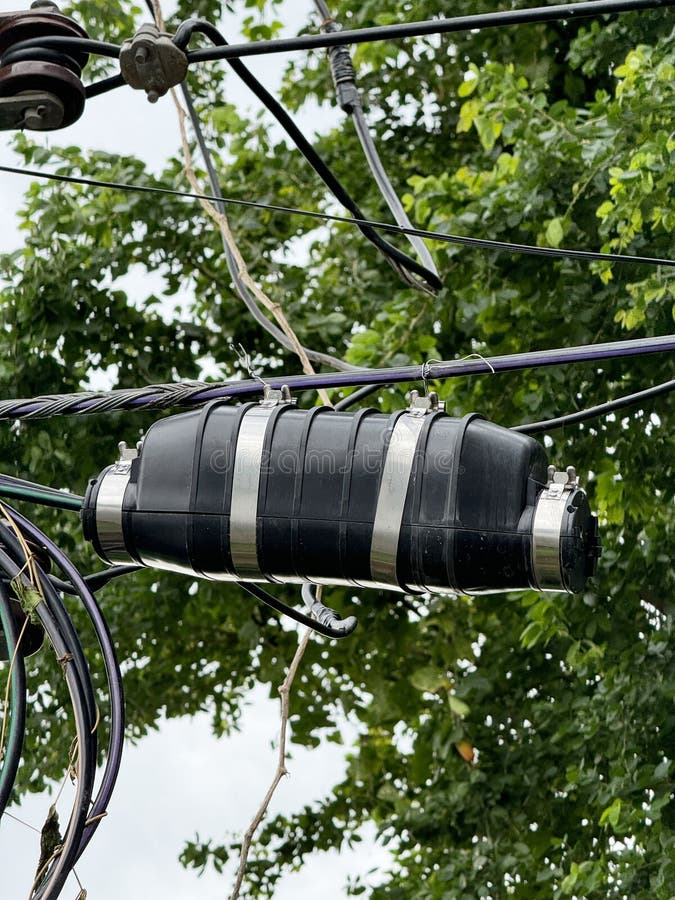 Internet Box on Electricity Pole Stock Image - Image of supply, energy ...