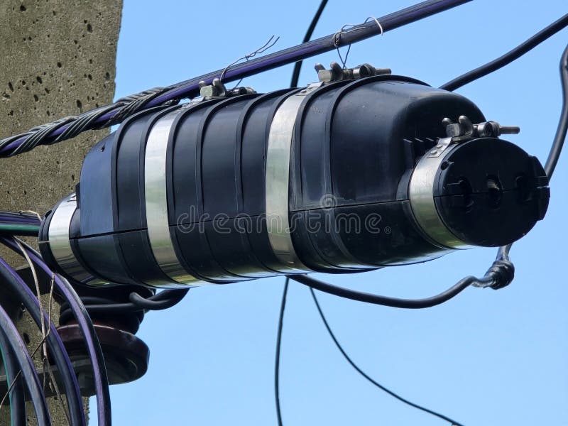 Internet Box on Electricity Pole Stock Photo - Image of metal ...
