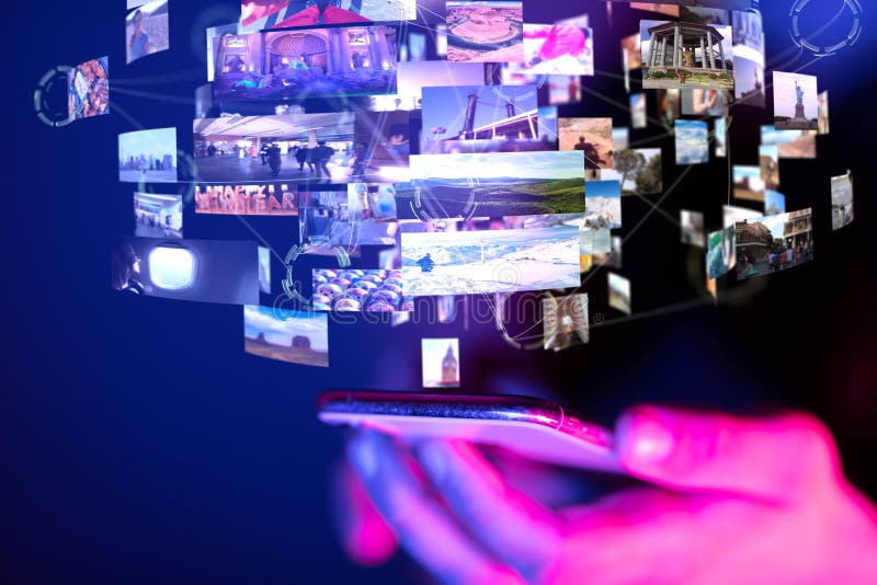 Multimedia Streaming from the Laptop Screen Stock Photo - Image of ...