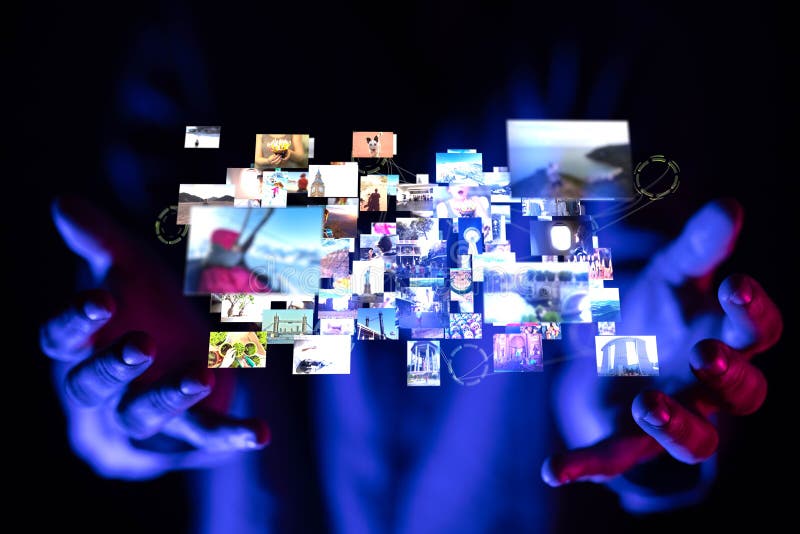 Multimedia Streaming from the Laptop Screen Stock Photo - Image of ...