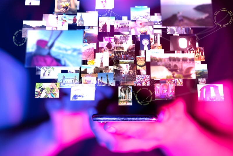 Multimedia Streaming from the Laptop Screen Stock Photo - Image of ...