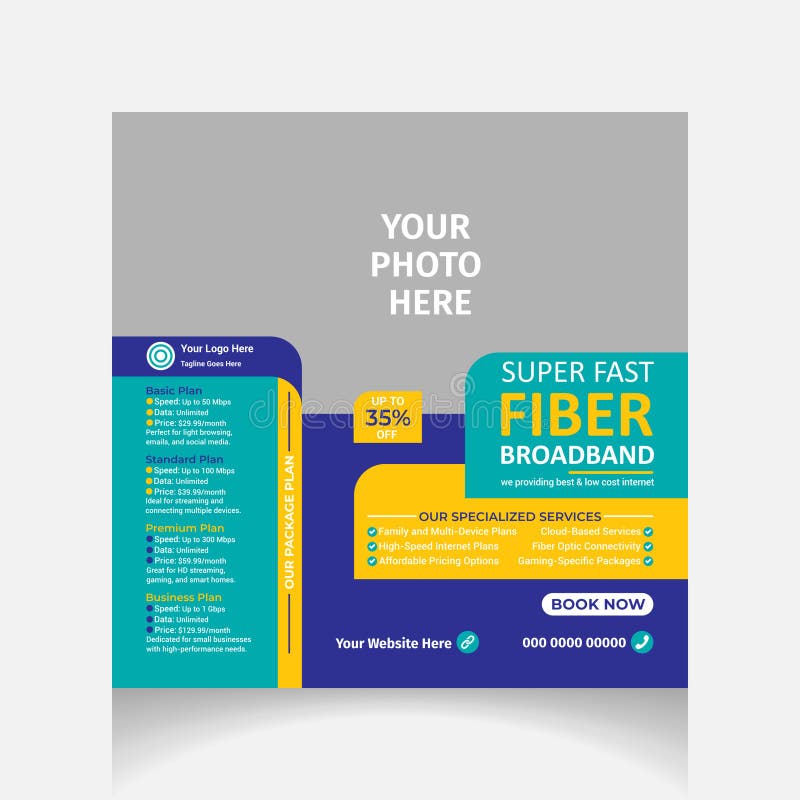 Internet Broadband Social Media Post Design Stock Vector - Illustration ...