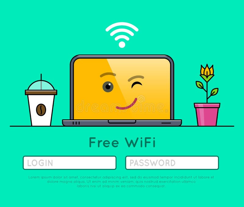 Free Wifi Access on Laptop Thin Line Icon Stock Vector - Illustration ...