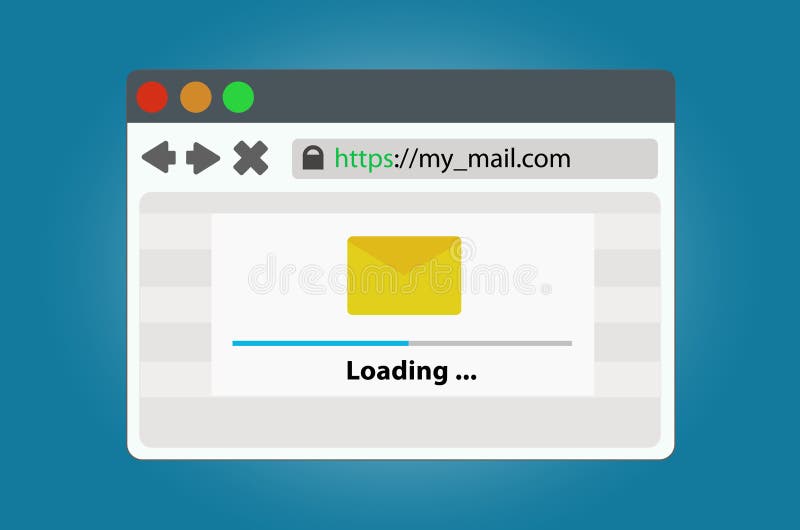 Internet Browser Window with a Progress Bar of Data Loading Mail. Stock ...