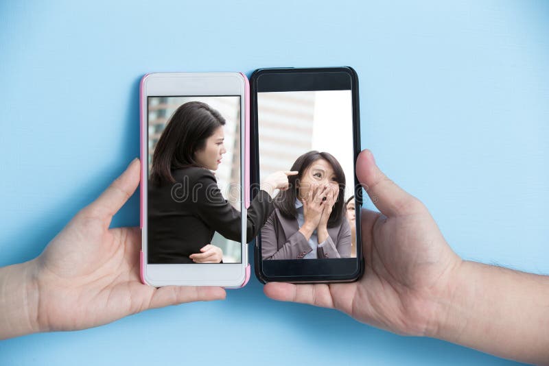 Internet Threats To a Teenager on the Phone, Bullying Stock Vector ...