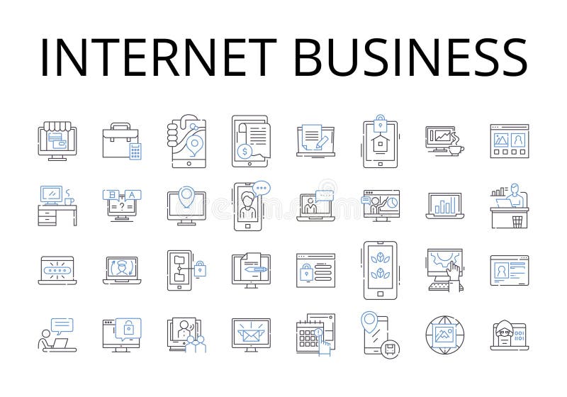 Internet Business Line Icons Collection. Online Business, E-commerce ...