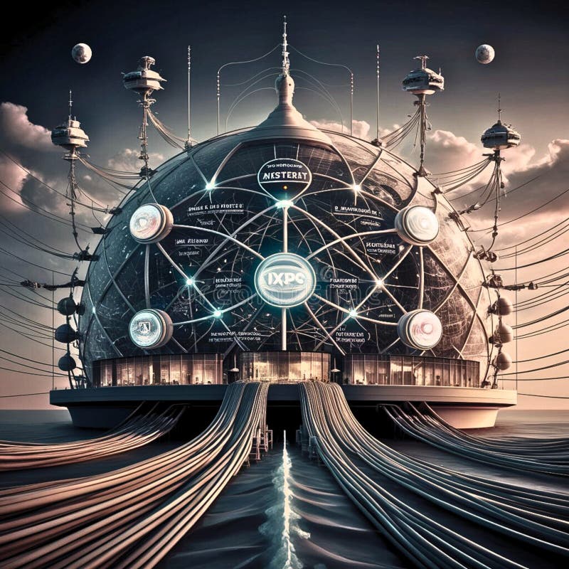 Internet Cable on Communication Network Connecting Subsea Data Stations ...