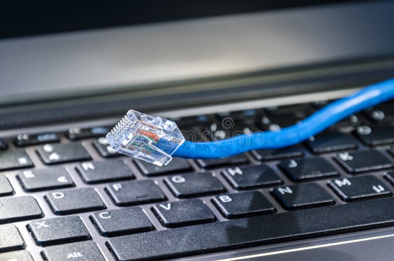 Internet Cable on Computer Keyboard Stock Photo - Image of provider ...