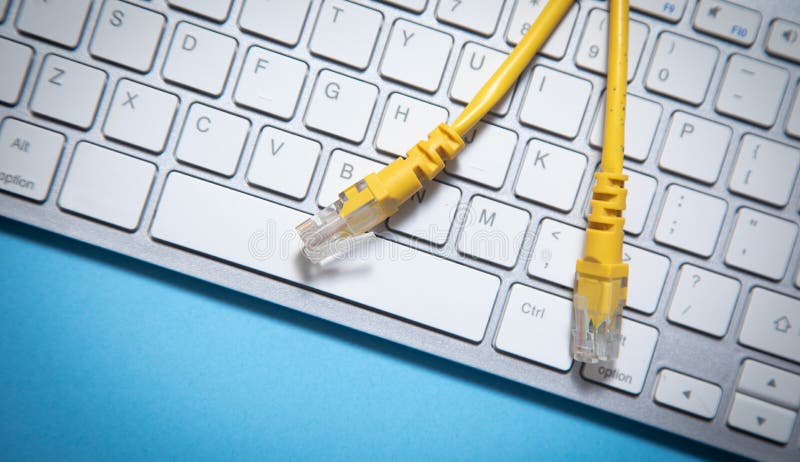 Internet Cable on Computer Keyboard. Internet Stock Photo - Image of ...