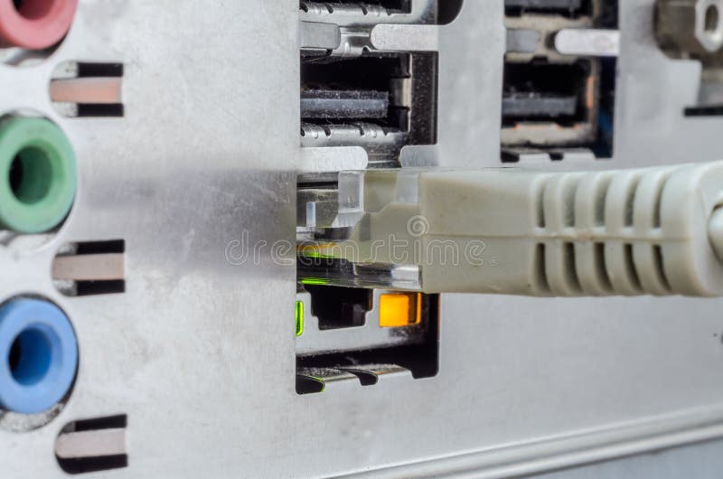 Internet Cable Connected To a Computer Stock Image - Image of ...