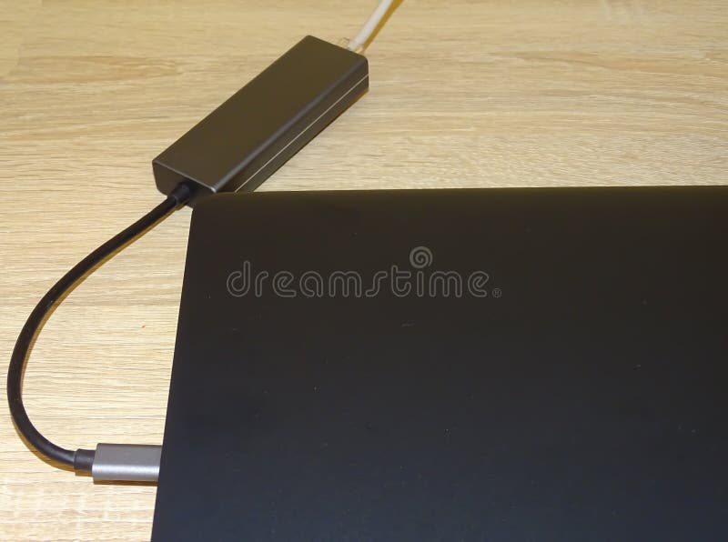 Internet Cable Connected To a Multi-functional USB-C Hub Station ...