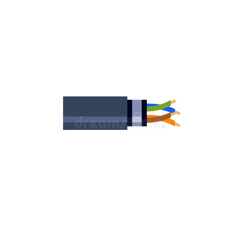 Internet Cable. Flexible Coaxial Cord with Copper Core in Colored Braid ...