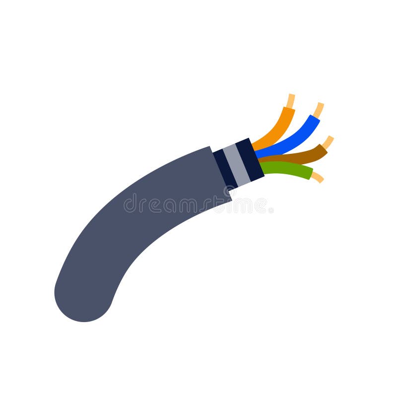 Internet Cable. Flexible Coaxial Cord with Copper Core in Colored Braid ...